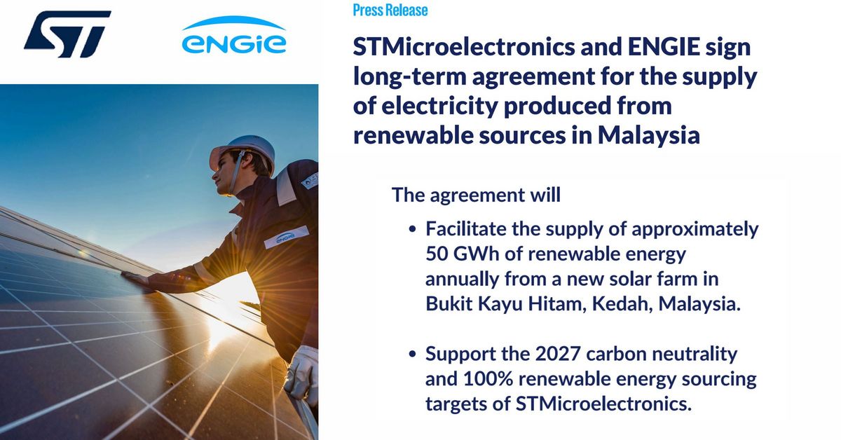 STMicroelectronics and ENGIE Sign Long-Term Agreement for the Supply of ...